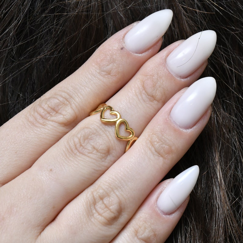 Interlocking Hearts Ring,heart Ring,18k Gold,sterling Silver,love ...