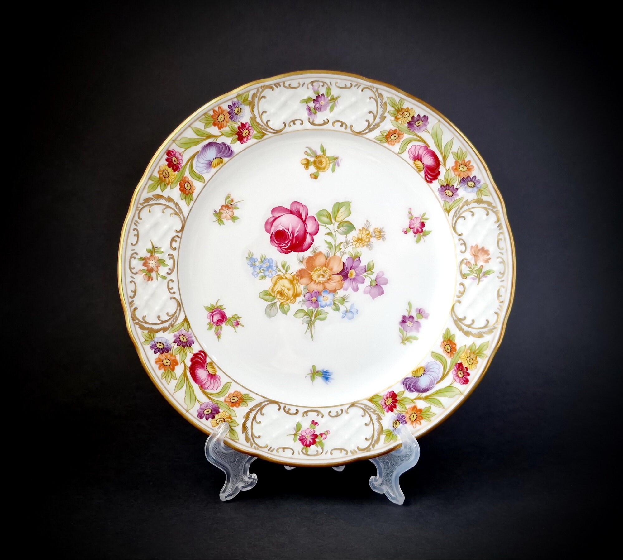 1960s Vintage Schumann Bavaria Floral Plate - Dessert Plate - "empress ...