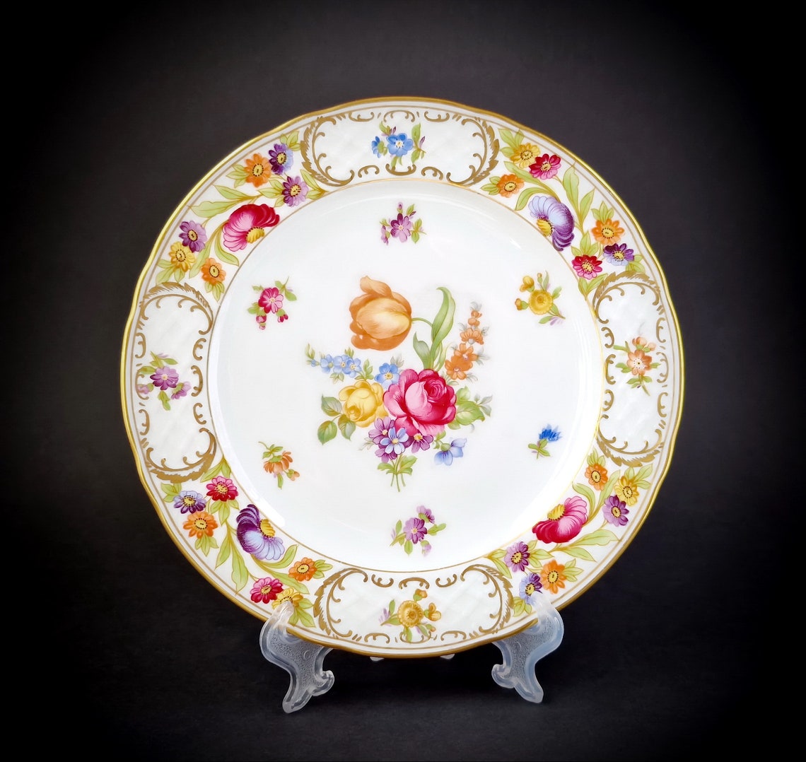 1960s Schumann Bavaria Plate empress Dresden Flowers Pattern Dessert ...