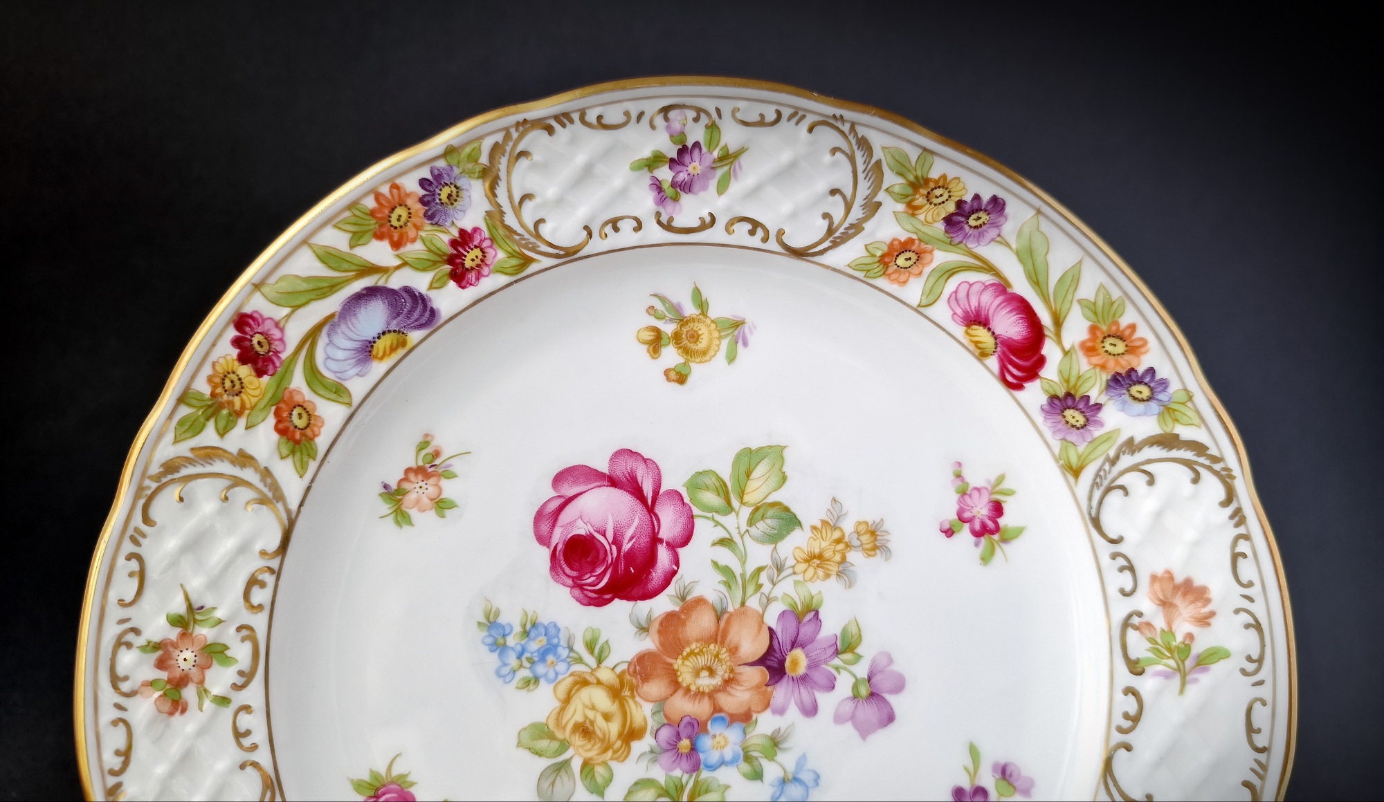 1960s Vintage Schumann Bavaria Floral Plate - Dessert Plate - "empress ...