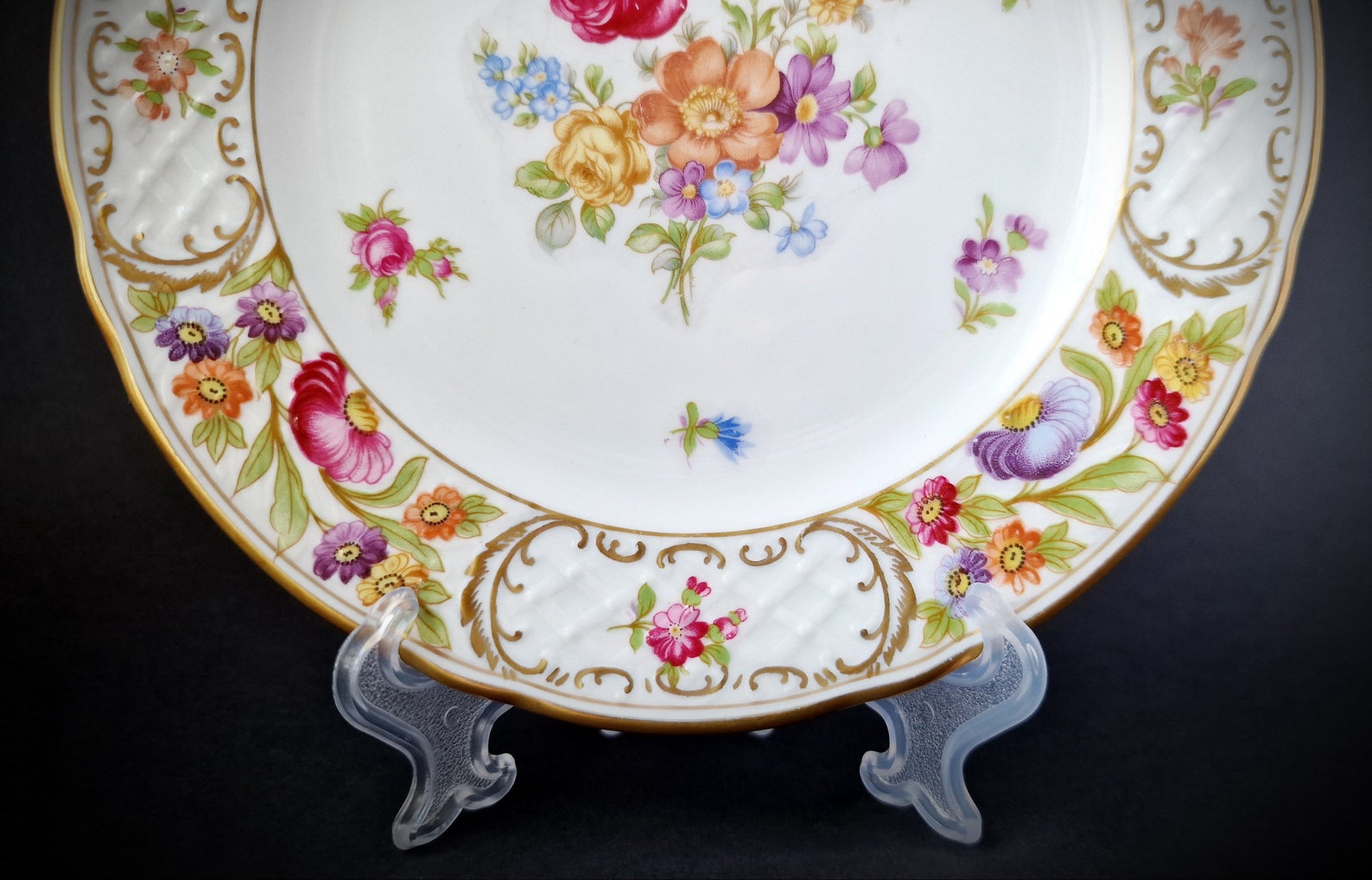 1960s Vintage Schumann Bavaria Floral Plate - Dessert Plate - "empress ...
