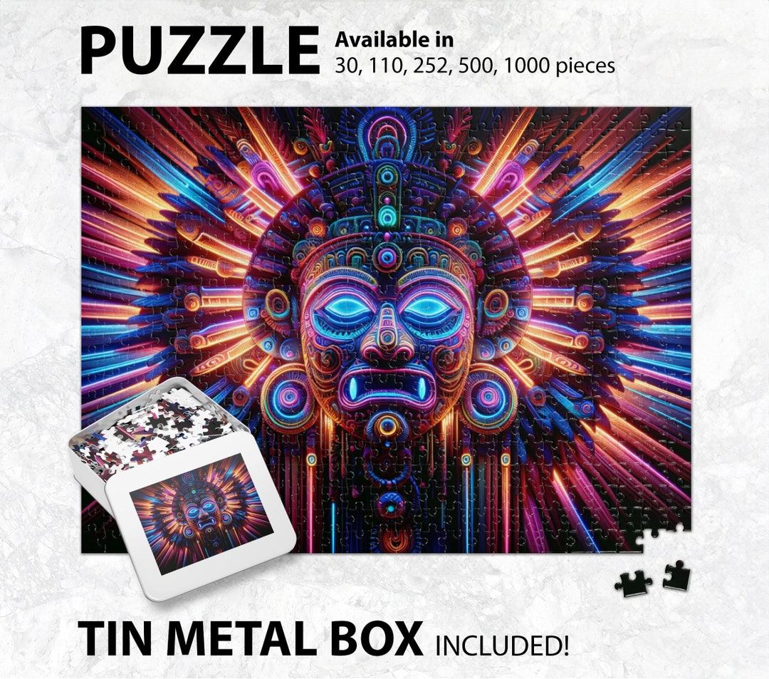 Puzzle, Warrior Mask Neon Art Inspired Jigsaw Puzzle, Unique Jigsaw ...