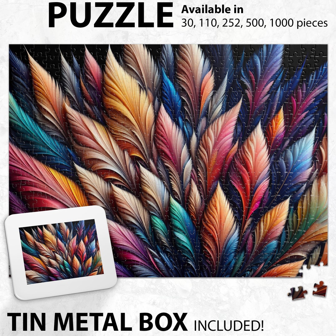 Puzzle, Sensory Colors Feathers Spectrum Inspired Jigsaw Puzzle, Unique ...