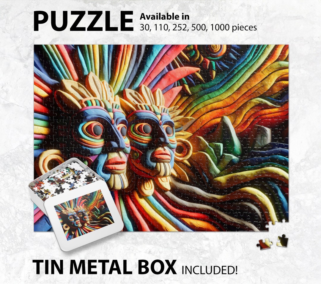 Puzzle, Aztec Clay Art Inspired Jigsaw Puzzle, Unique Jigsaw, Family ...