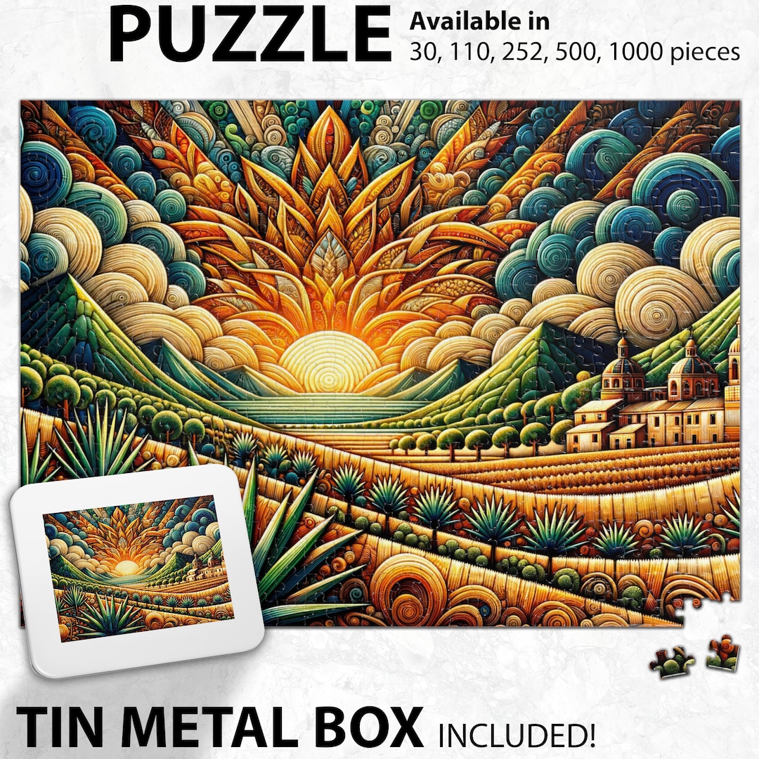 Puzzle, Tequila, Jalisco, Mexico Agave Inspired Art Jigsaw Puzzle ...