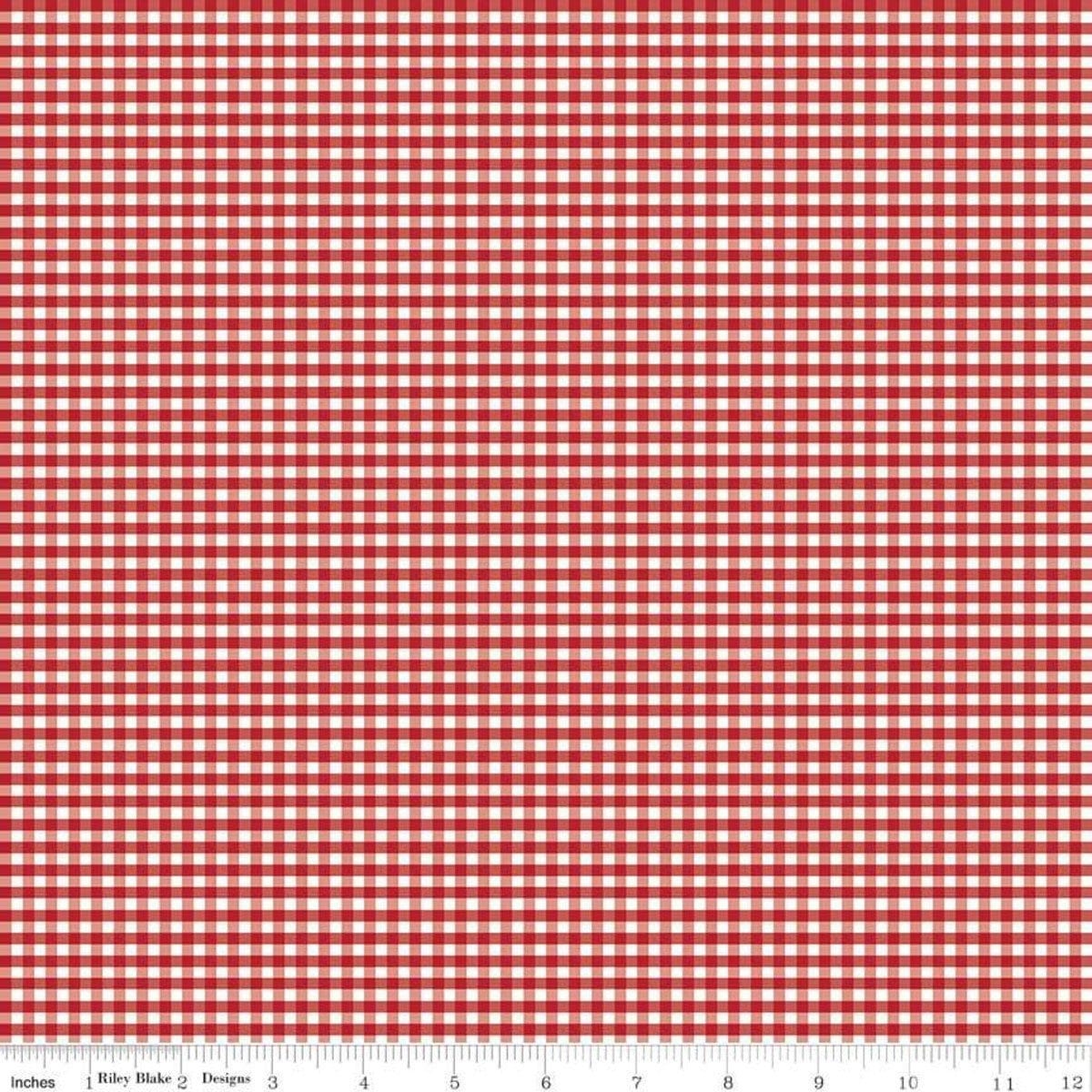 Riley Blake Fabric - 1/8" Gingham Red C440-80 RED, 1/2 Yard Increments ...