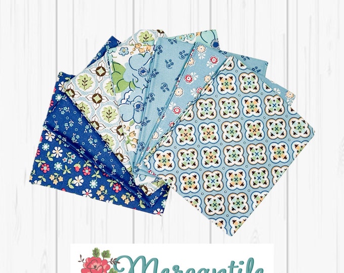Custom Blue Fat Quarter Bundle (7 Fabrics) From Mercantile by Lori Holt ...