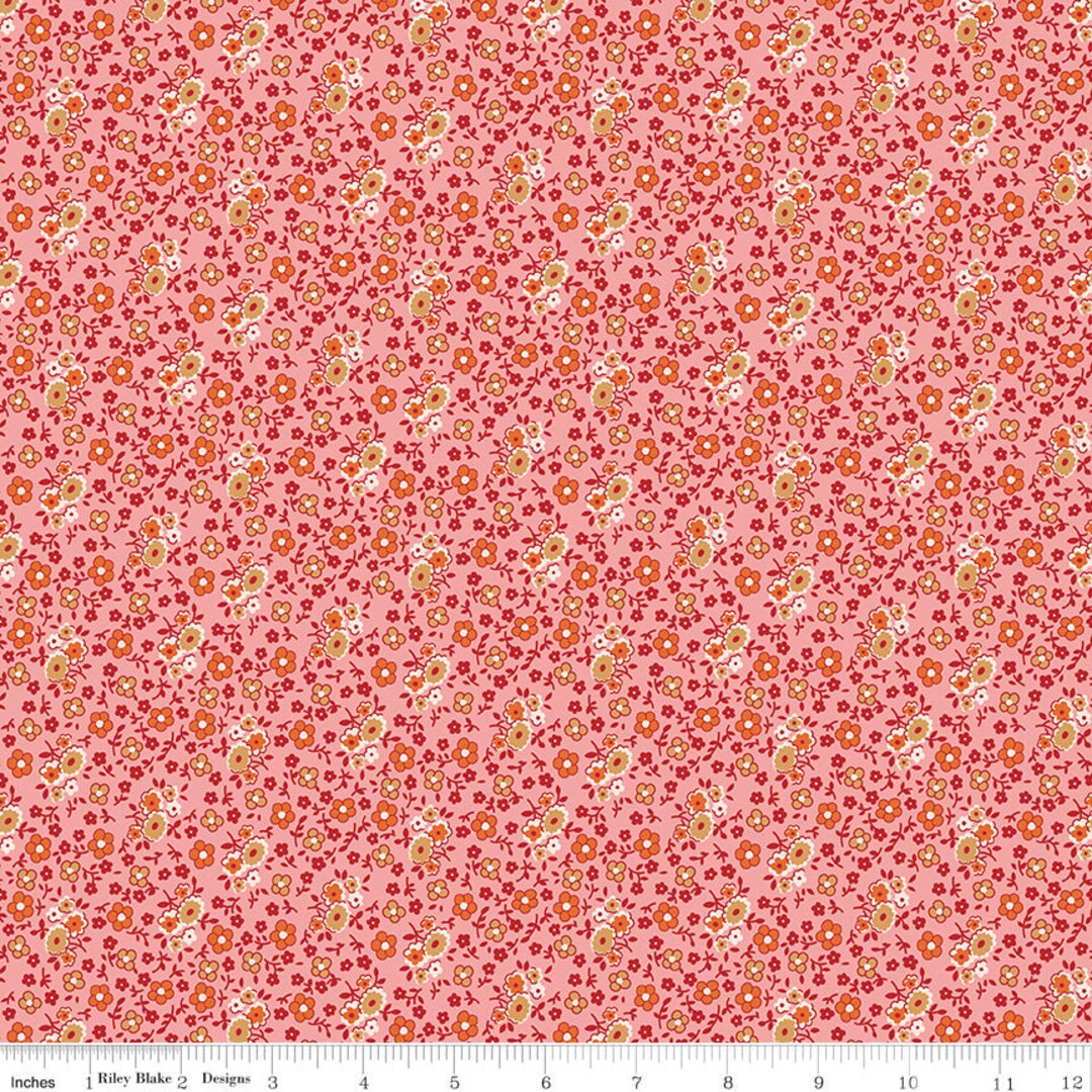 Autumn Bouquet Coral by Lori Holt for Riley Blake Fabrics C14656-CORAL ...