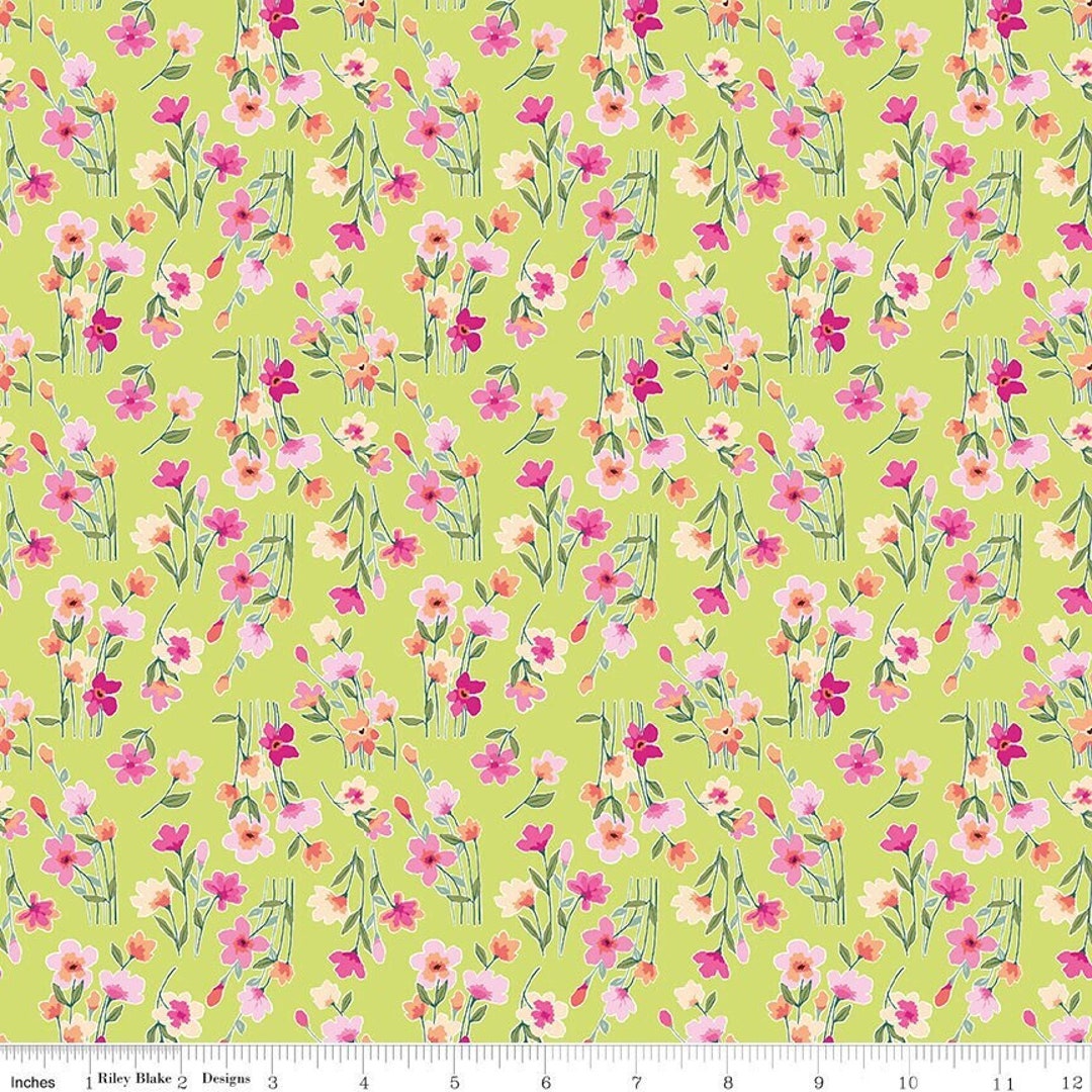 Lucy June Stems Lime by Lila Tueller for Riley Blake Fabric C11224-LIME ...