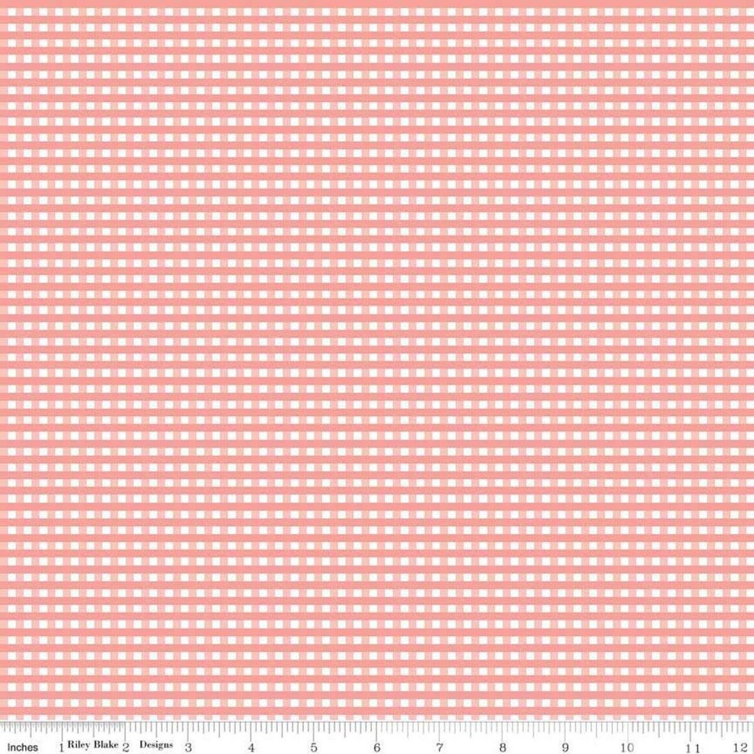 Riley Blake Fabric - 1/8" Gingham Coral C440-54 CORAL, 1/2 Yard ...