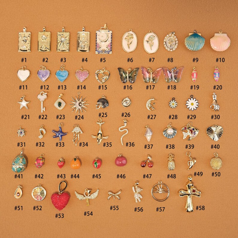 Gold Custom Charm Necklace, Chunky Chain Charm Necklace, Summer Jewelry ...