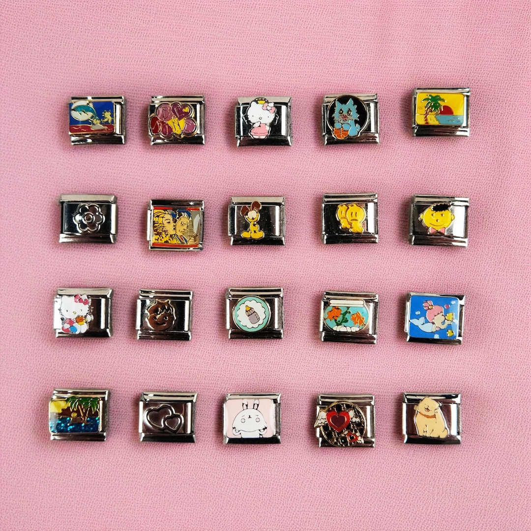 Cute Coquette Italian Charms, 18 Link Shiny Italian Charm Bracelets ...