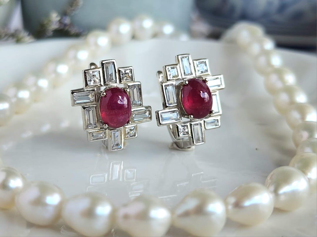 Natural Ruby July Birthstones-white Gold Plated Sterling Silver Non ...