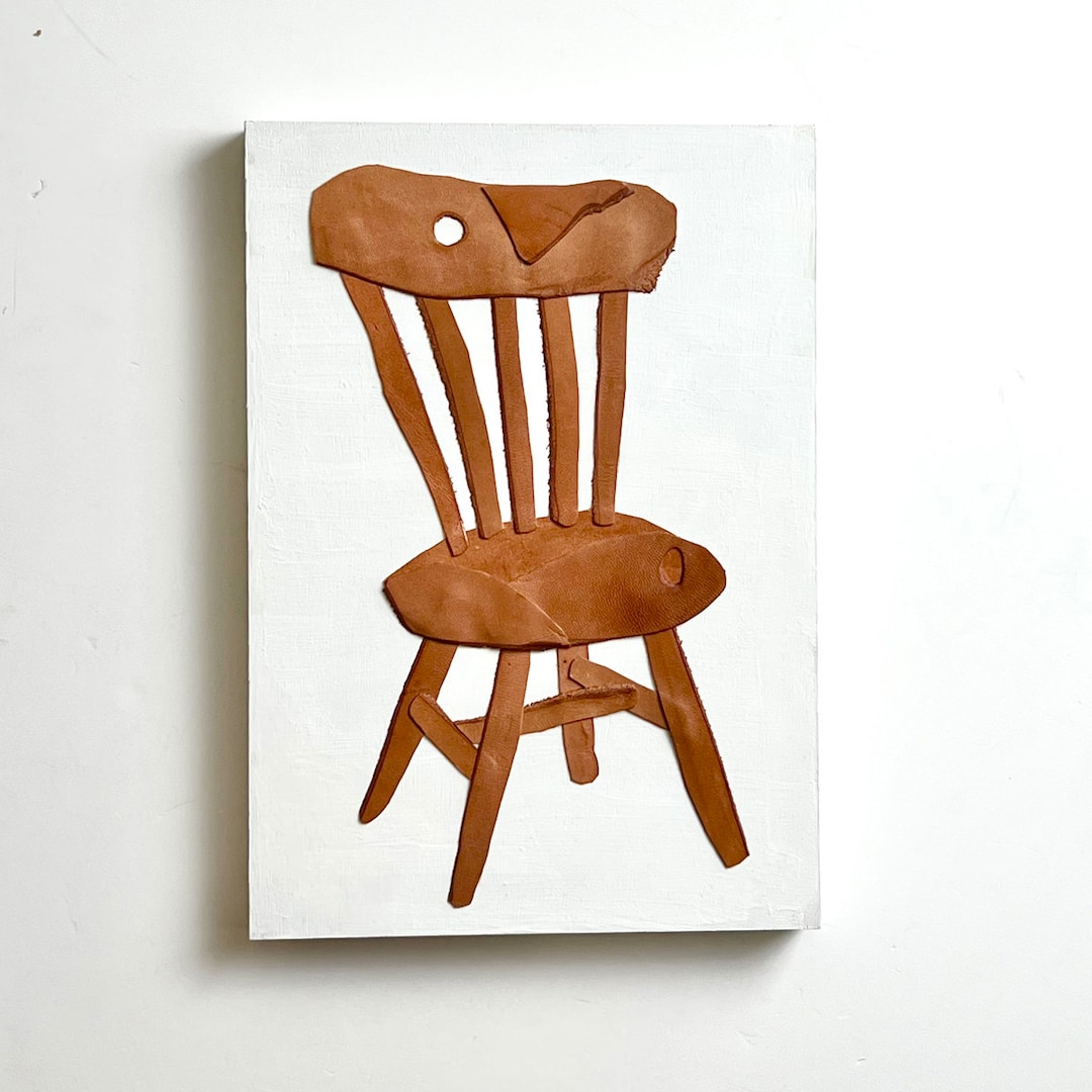Leather Collage Art wood Chair A4 Size Wooden - Etsy