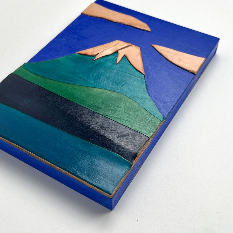 Leather Collage Art fujisan, Wooden Panel, A5 Size - Etsy