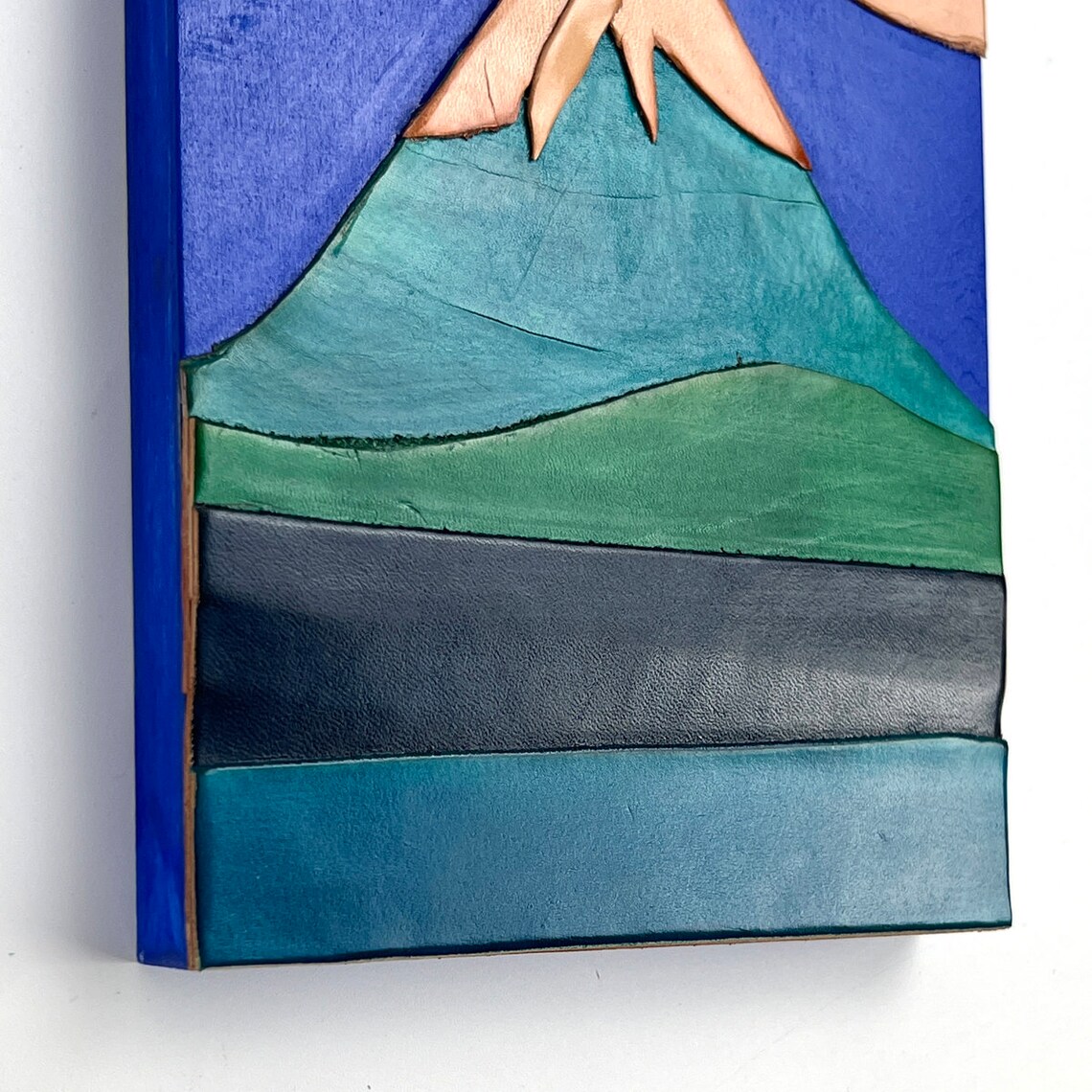 Leather Collage Art fujisan, Wooden Panel, A5 Size - Etsy