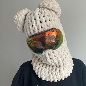Marshmallow Teddy Balaclava, Ski Helmet Cover, Ski Mask, Unisex ...