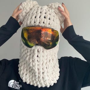 Marshmallow Teddy Balaclava, Ski Helmet Cover, Ski Mask, Unisex ...