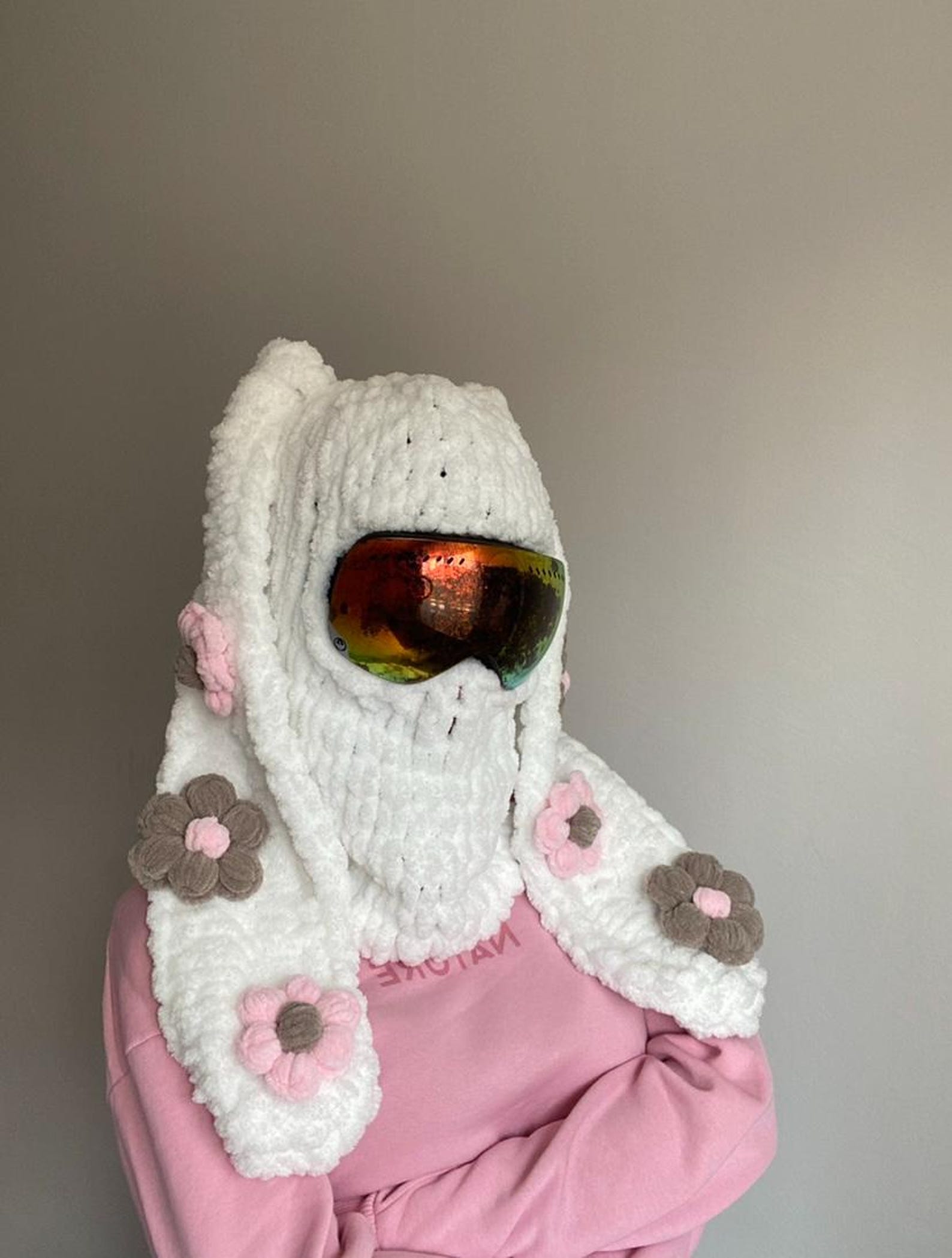 Daisy Ski Helmet Cover, Ski Mask, Snowboard Mask,flower Handmade Mask ...