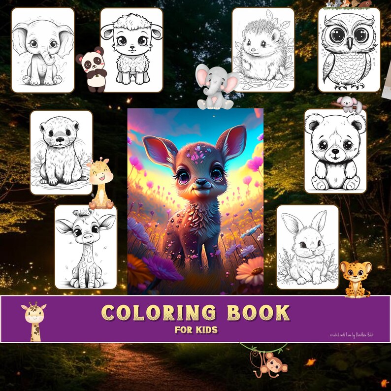 Coloring Book for Kids, Cute Animal Learn and Activity Book for Kids - Etsy