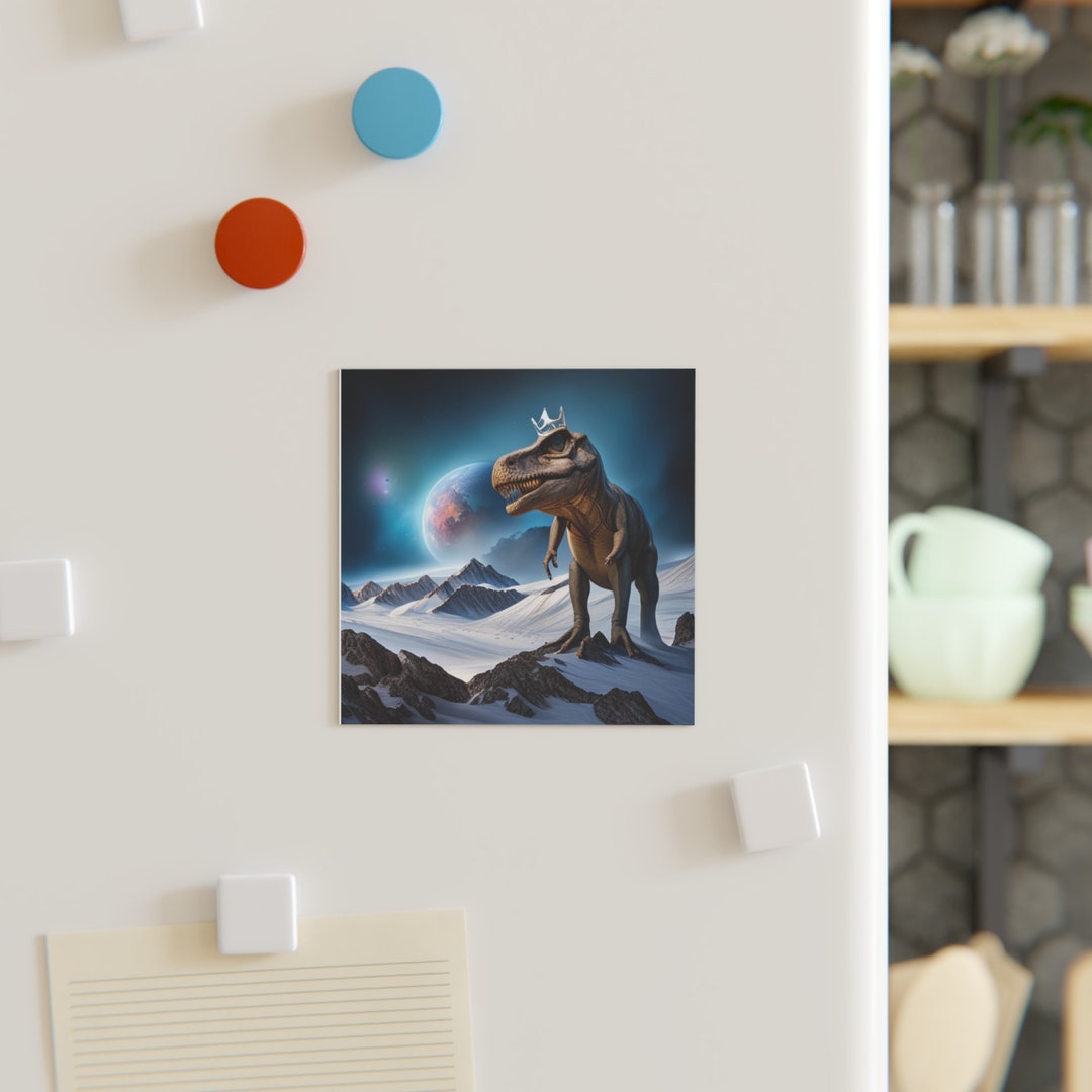 Tyrannosaurus Rex With Crown in Space Square Magnet - Etsy