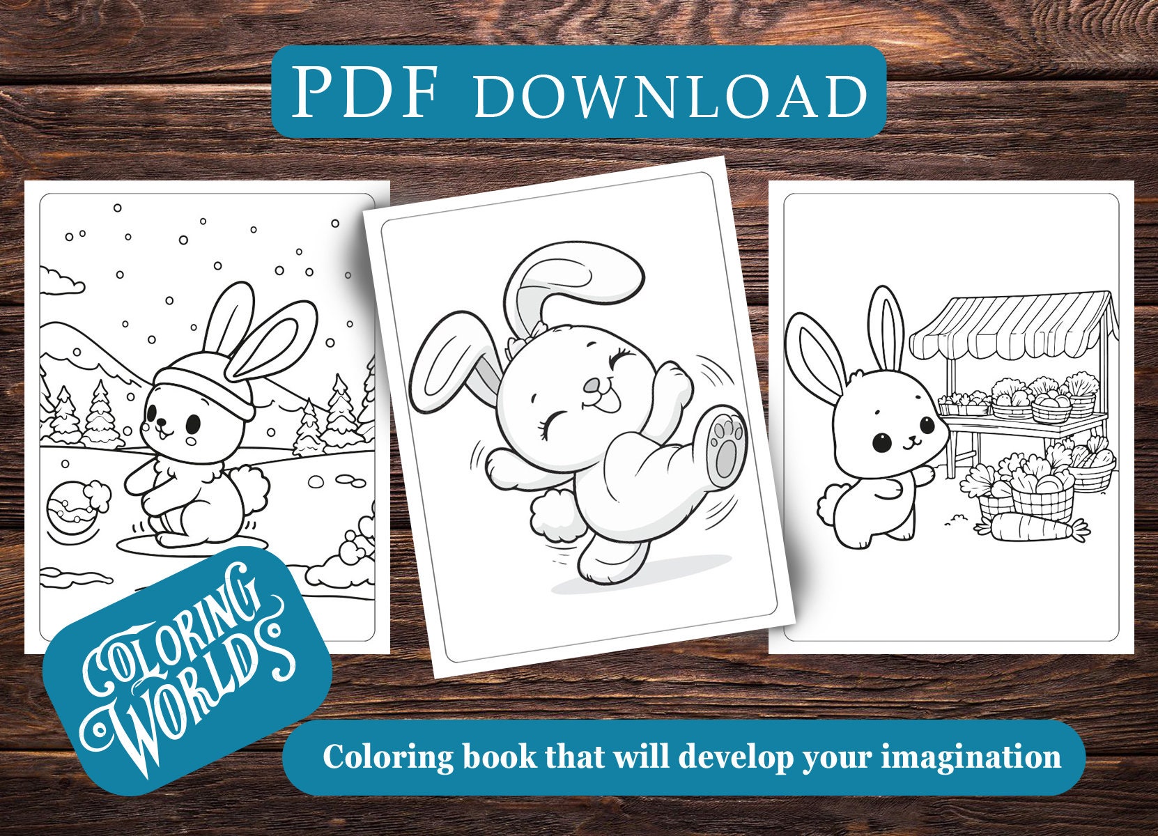 Rabbits Coloring Book :rabbits Coloring Book for Relaxing by ...