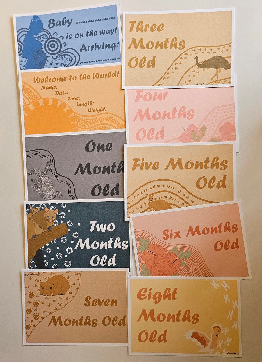 Baby Milestone Card Aboriginal Art Blue - Etsy