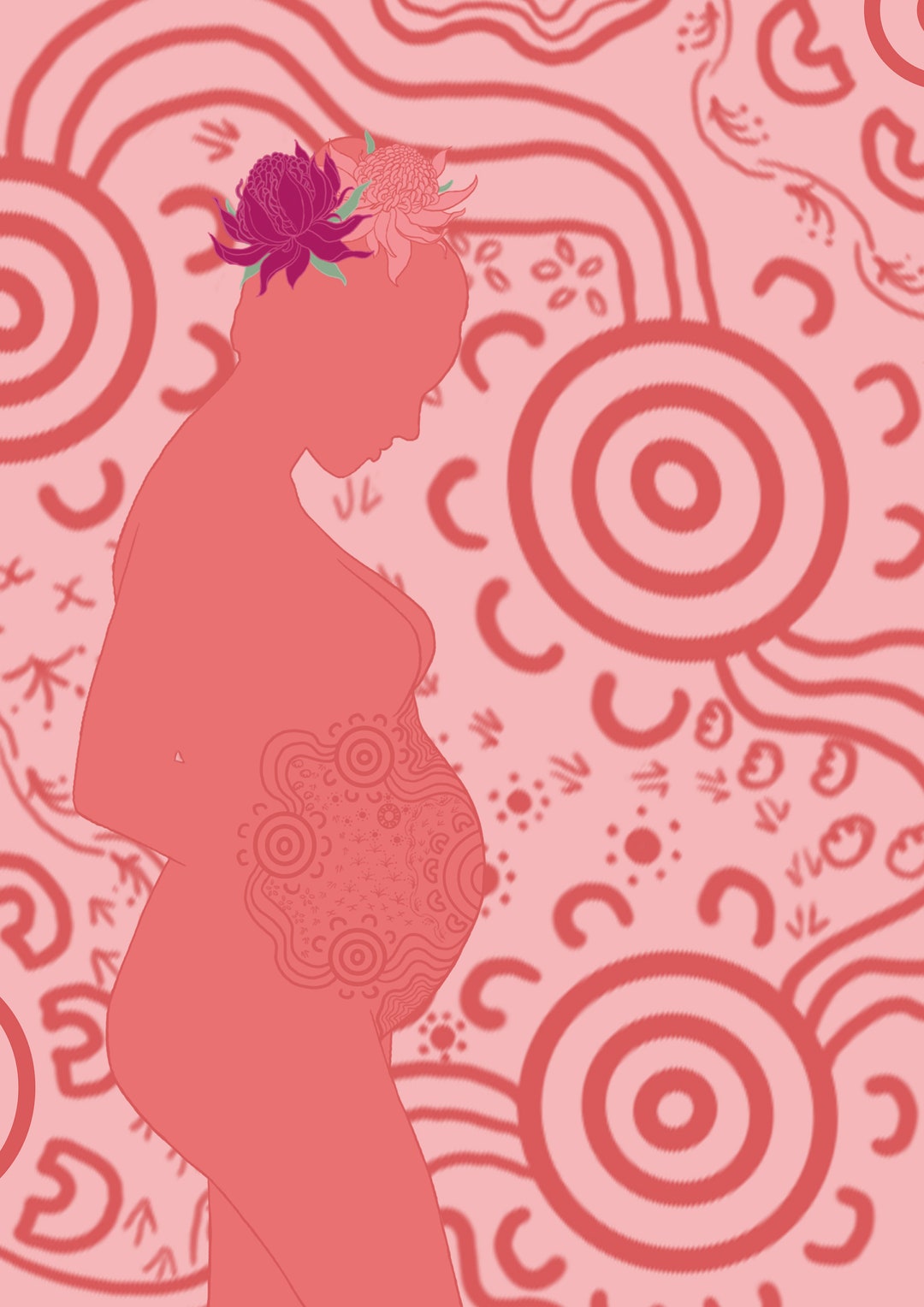 Digital Print Pregnant Woman Pink A4 - Etsy Australia