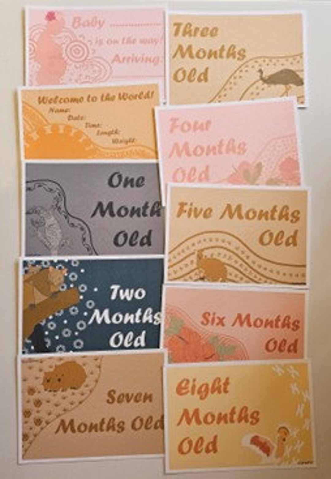 Baby Milestone Card - Aboriginal Art - Pink - Etsy