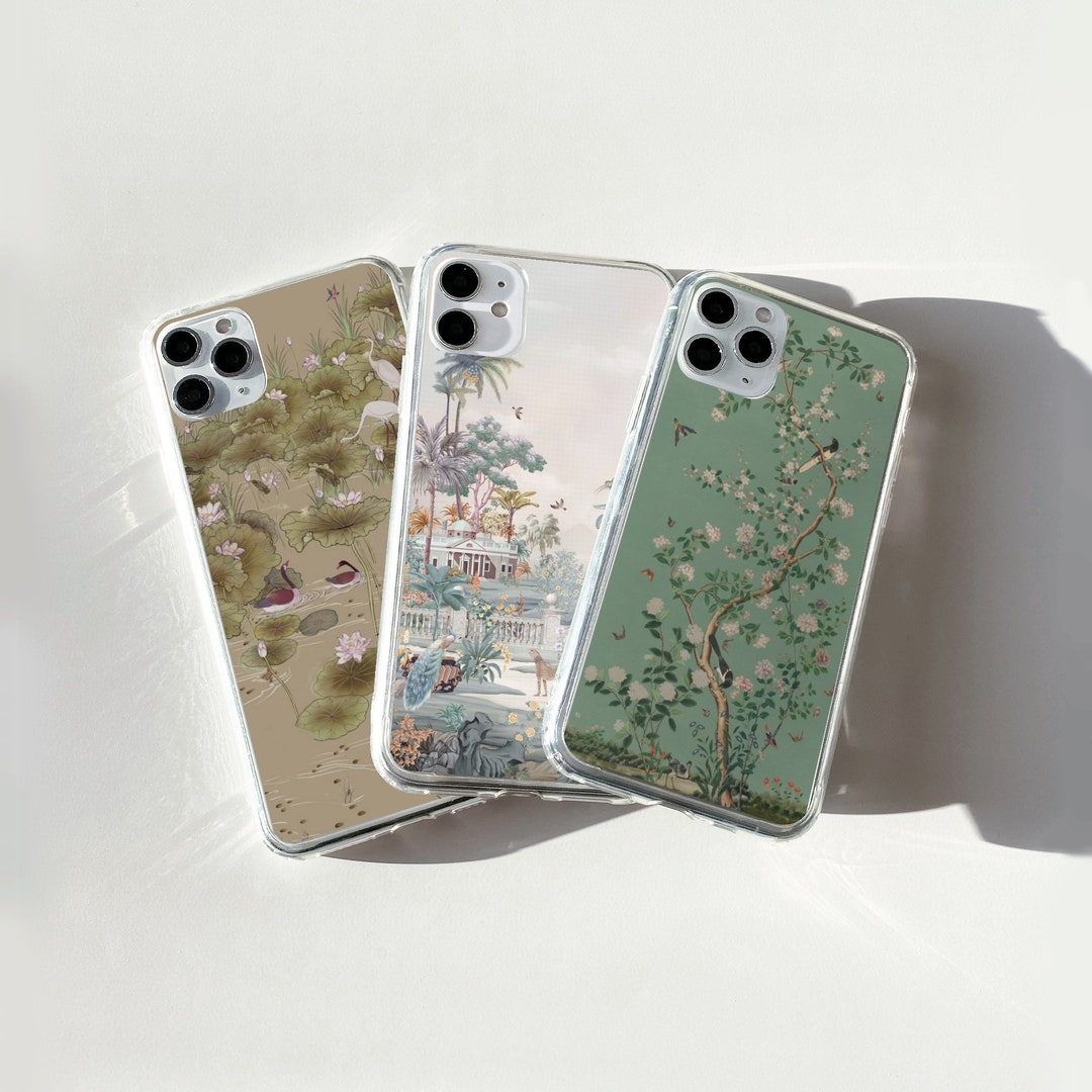 Chinoiserie Phone Case Chinese Style Cover Sage Green Case for iPhone ...