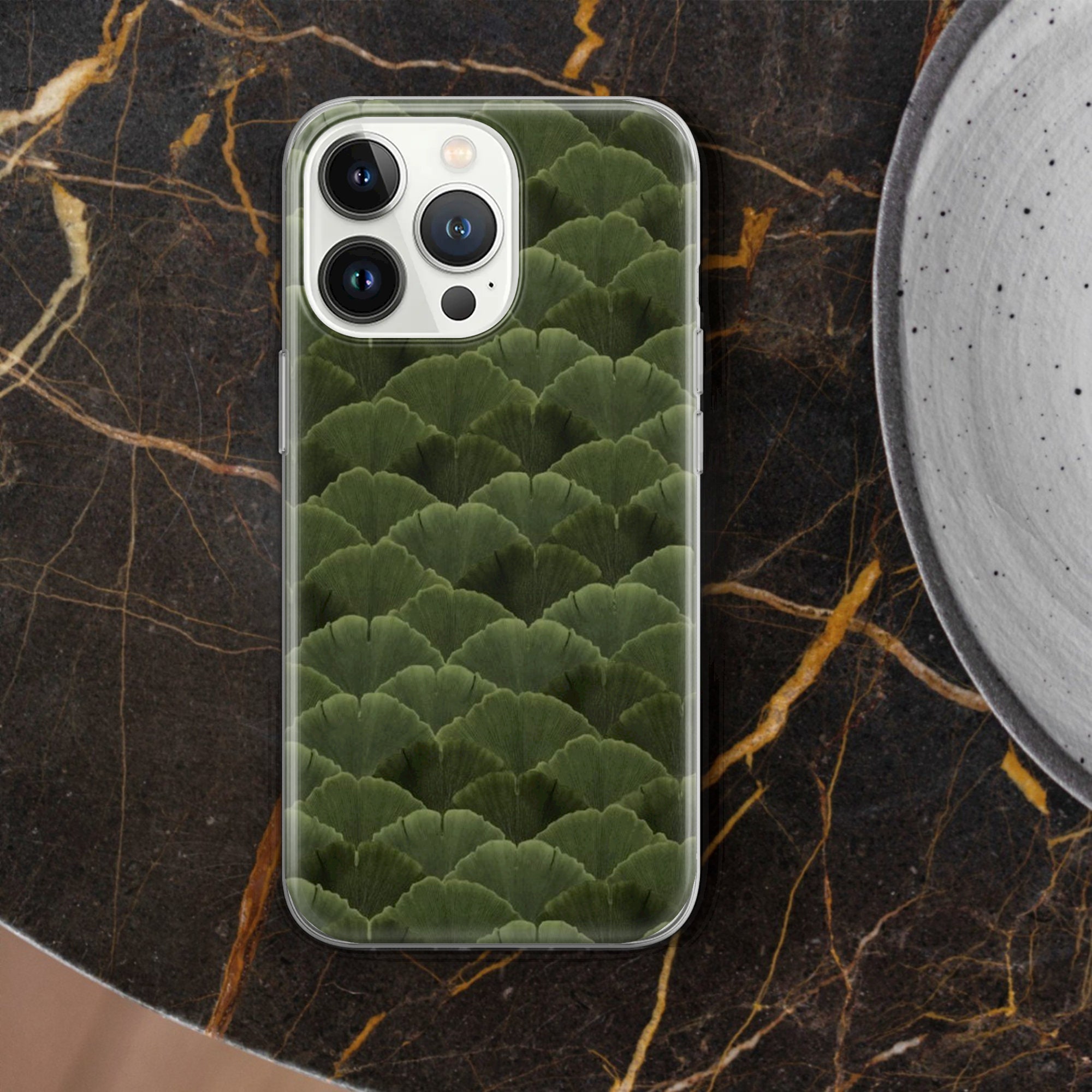 Ginkgo Phone Case Greenery Art Cover for iPhone 15pro, 14, 13, 12, 11 ...
