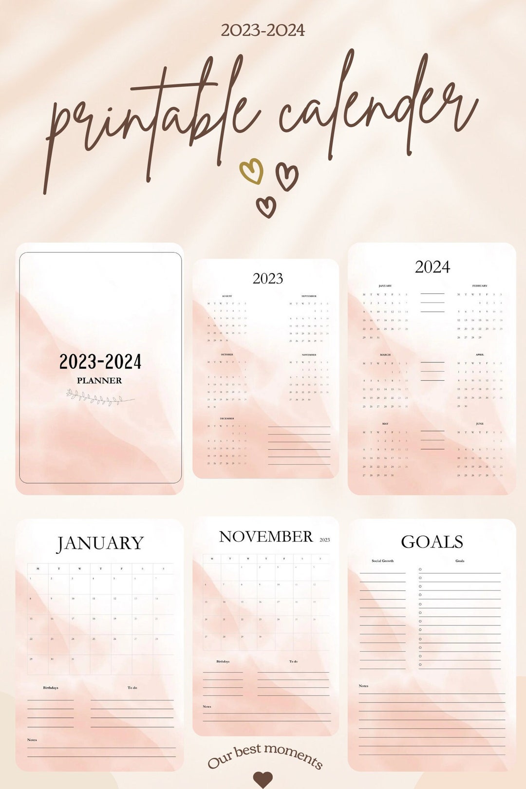 Planner, Calendar, Goals, Year, 12 Months, Notes, to Do Year 2023 and ...