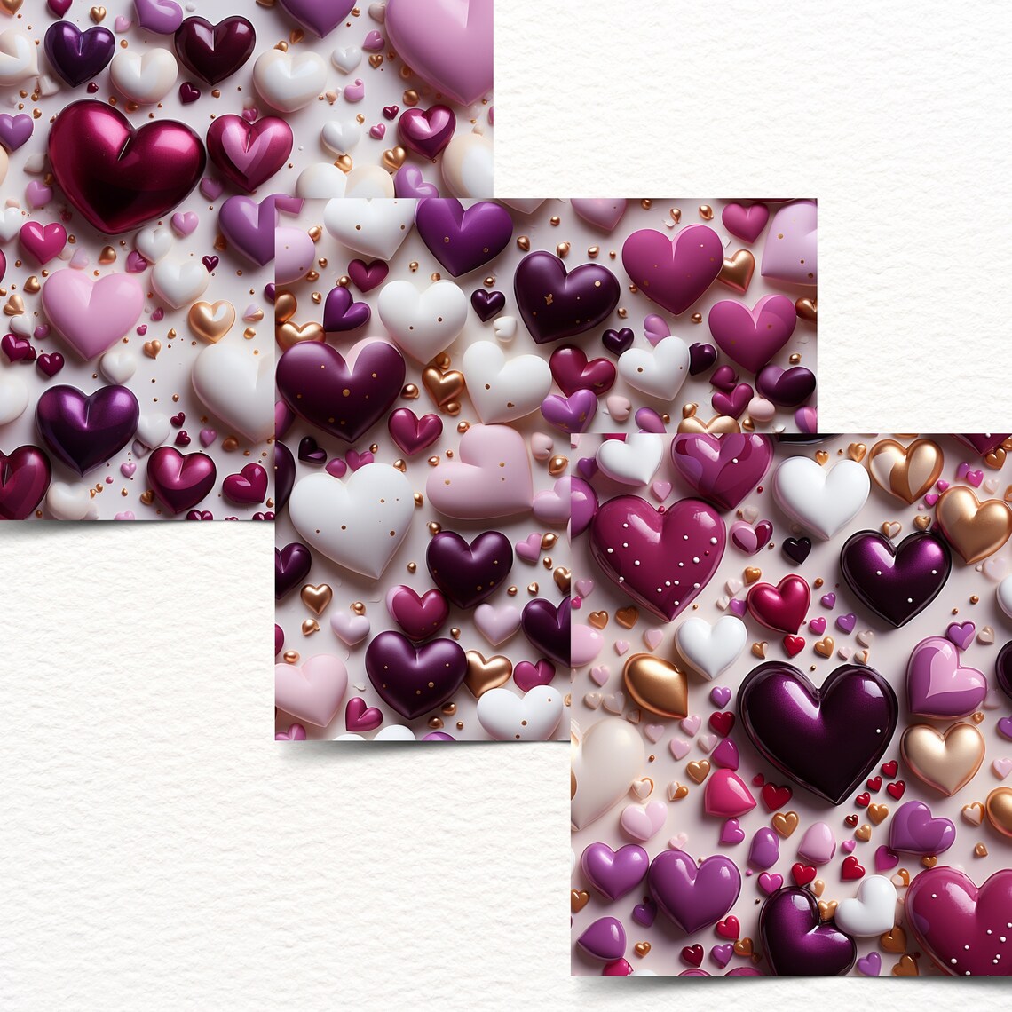 Valentines Day Seamless Digital Papers, Romance Rendezvous, Heart ...