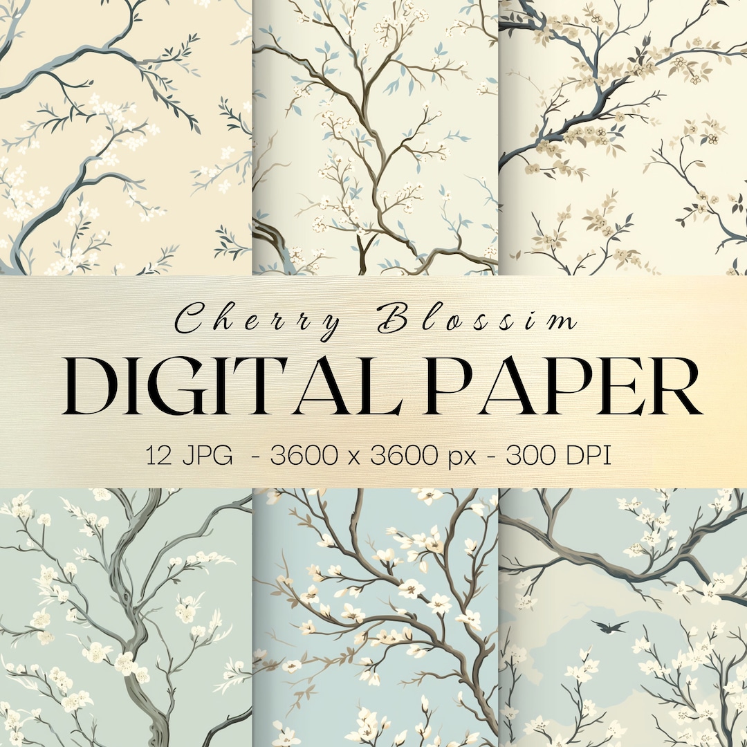Cherry Blossom Flowers Background Digital Papers, Flowers Texture ...