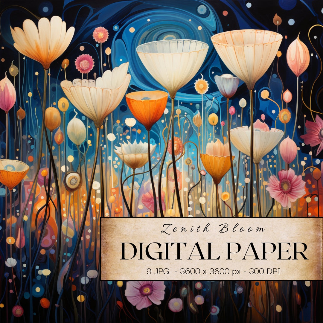 Zenith Bloom Flowers Background Digital Papers, Flowers Texture ...
