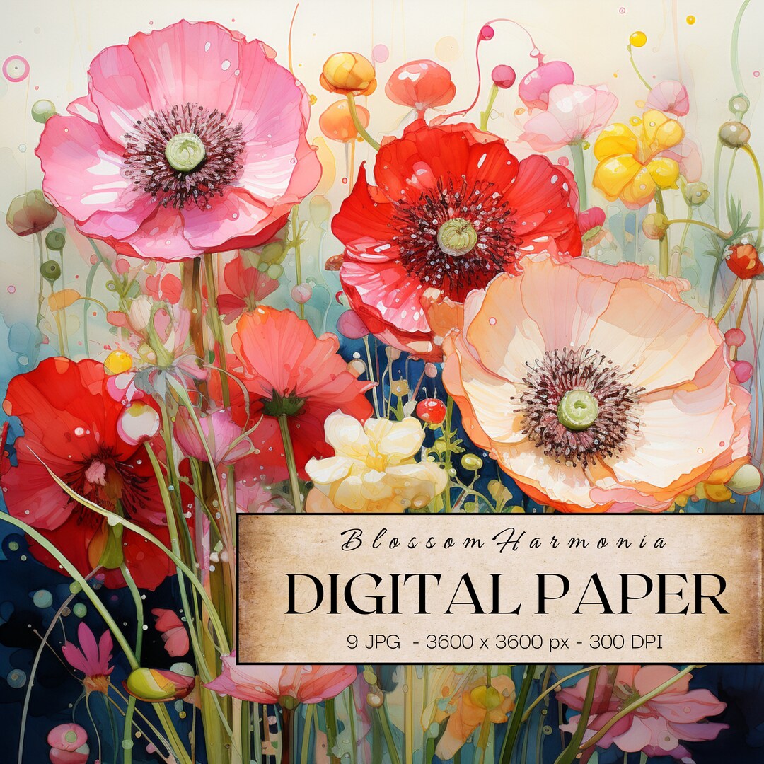 Blossom Harmoni Flowers Background Digital Papers, Flowers Texture ...