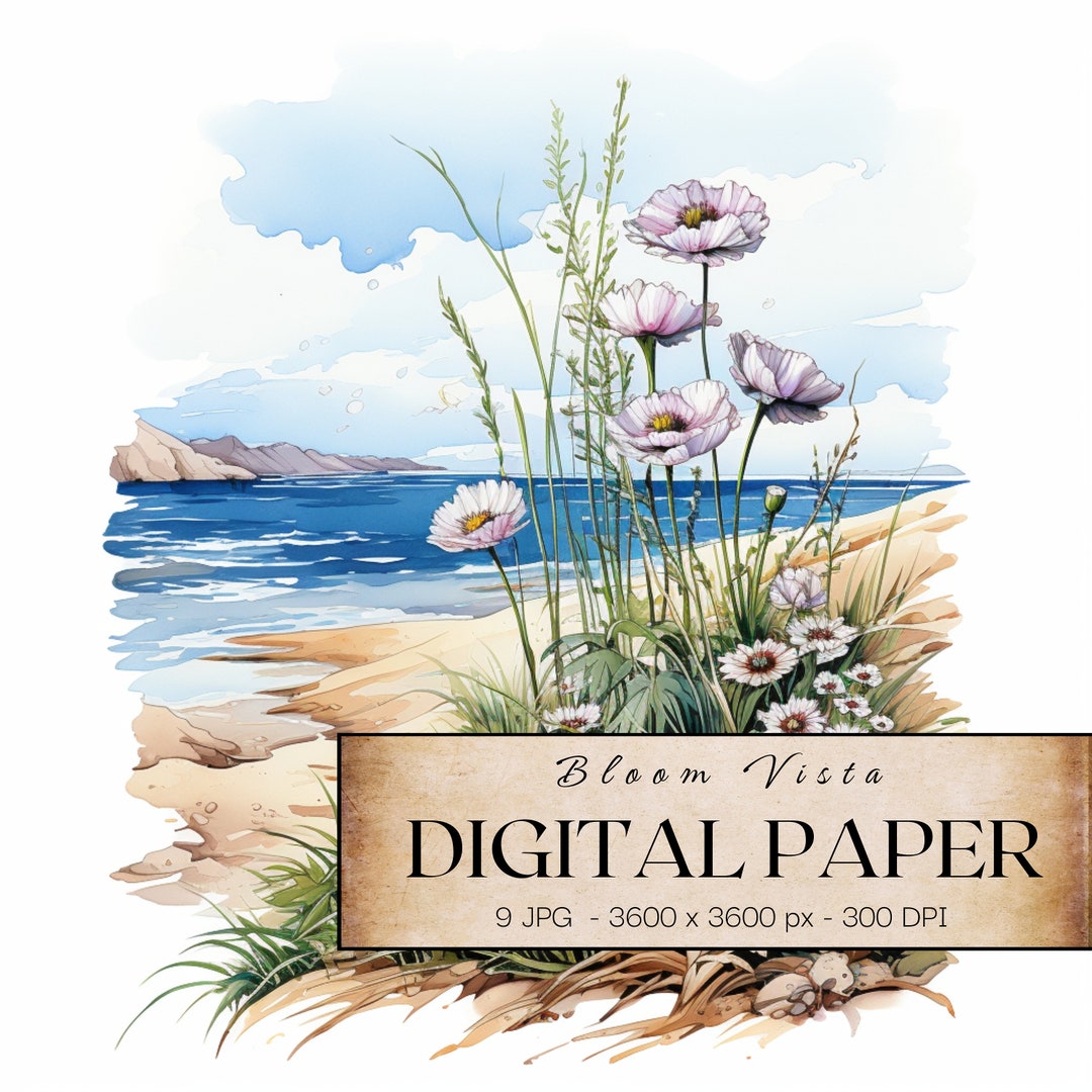 Bloom Vista Flowers Background Digital Papers, Flowers Texture ...