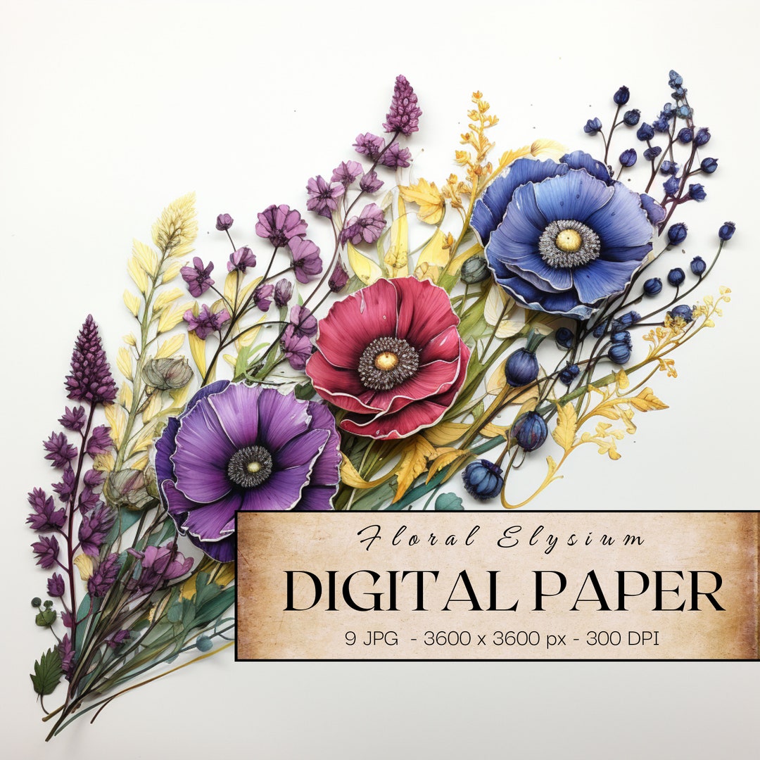 Floral Elysium Flowers Background Digital Papers, Flowers Texture ...