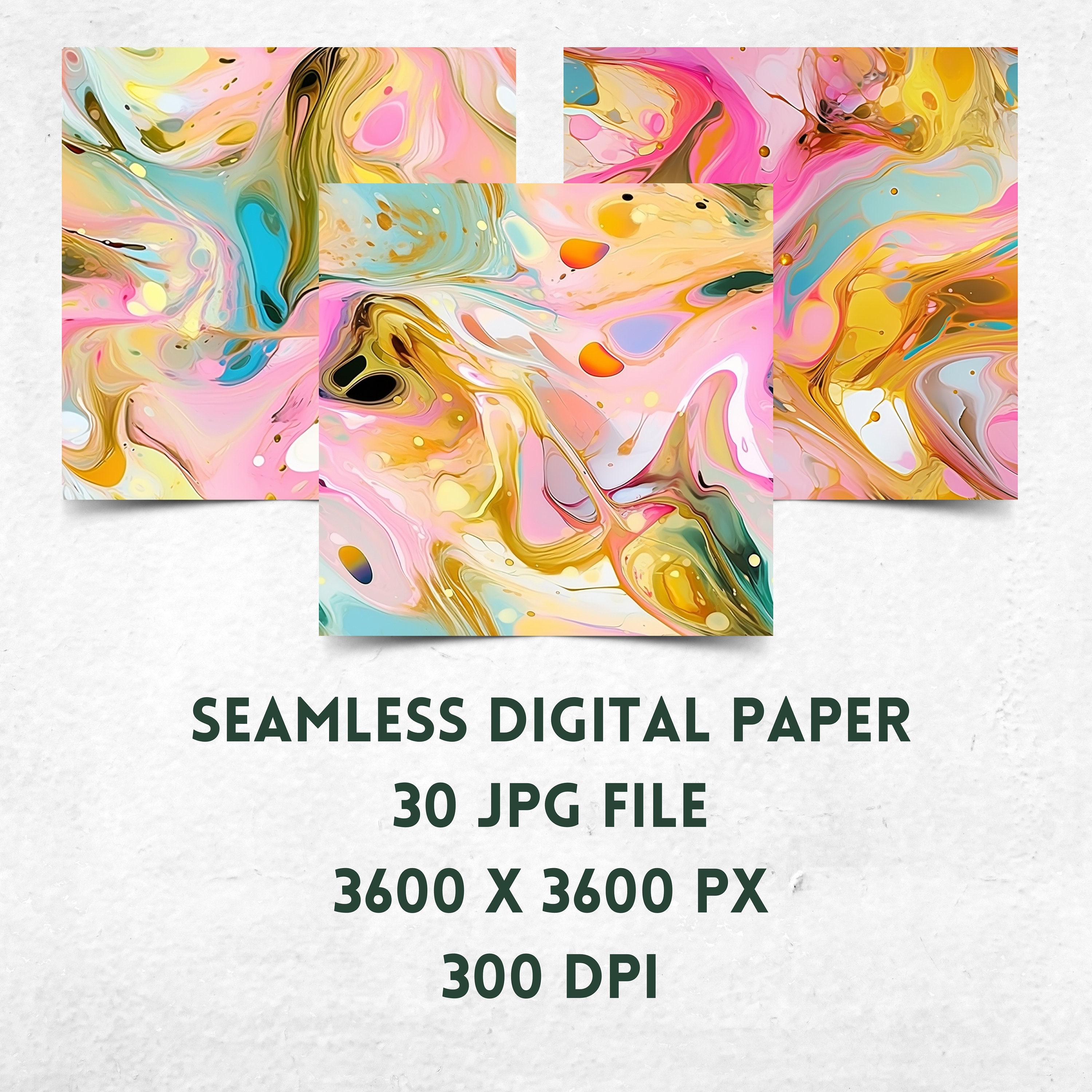 Pink & Green Alcohol Ink Seamless Digital Papers, 30 Designs, 12x12in ...