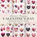 Valentines Day Background Digital Papers, Tender Caresses, Hearts ...