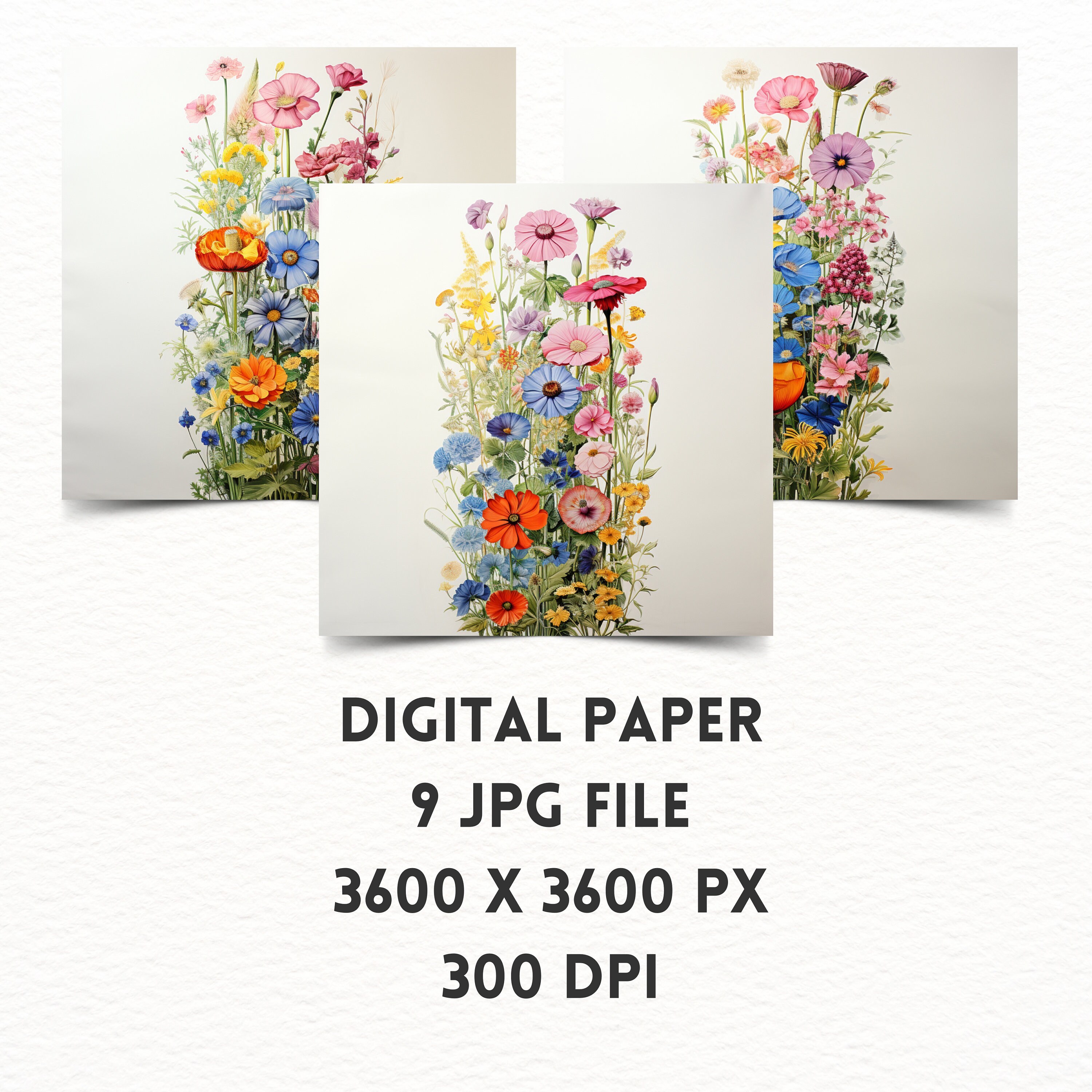 Spring Whisper Flowers Background Digital Papers, Flowers Texture ...