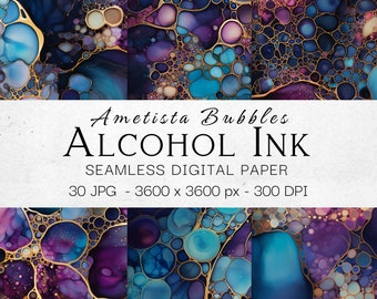 Pink & Gold Alcohol Ink Seamless Digital Papers, 30 Designs, 12x12in ...