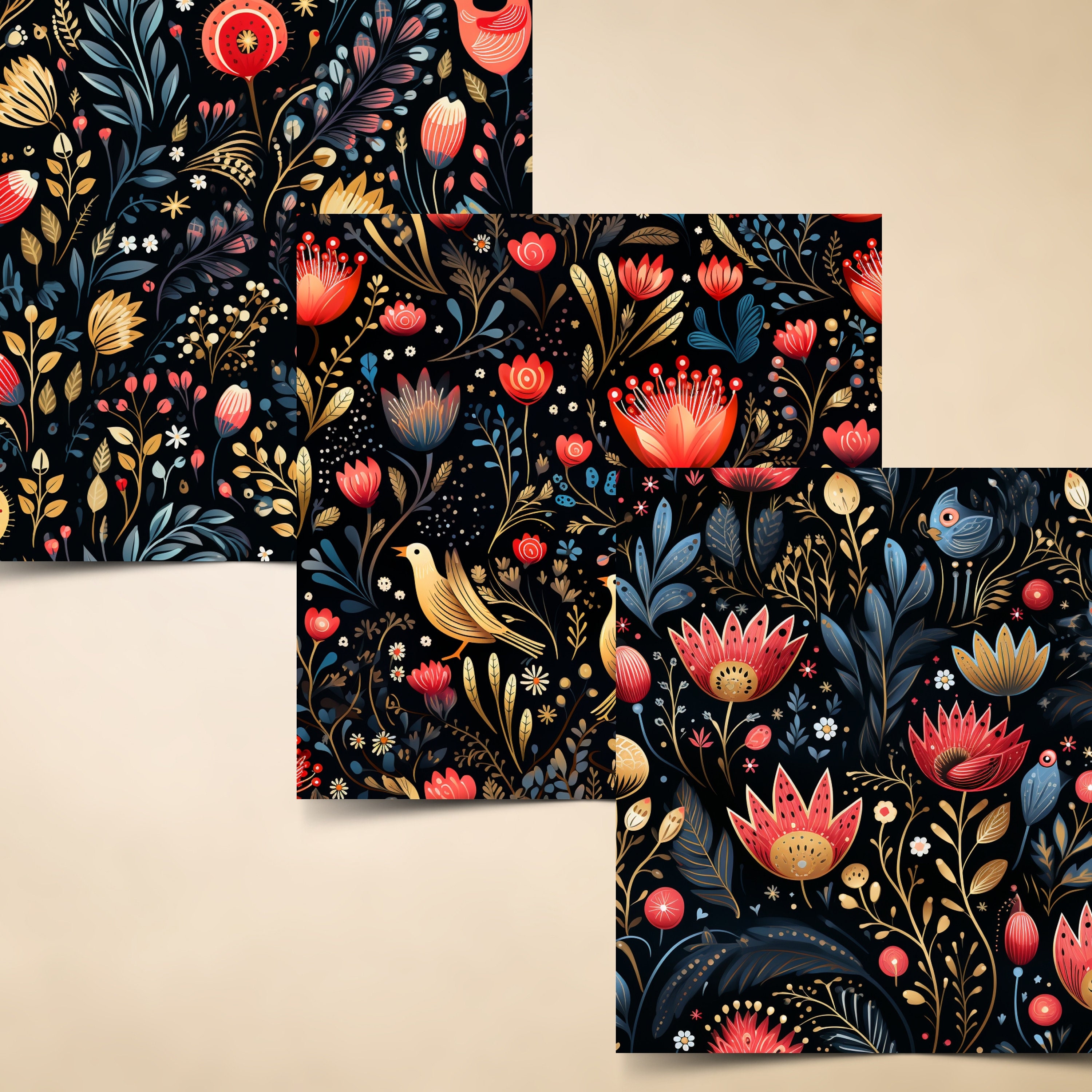 Petal Refuge Digital Paper, SEAMLESS Pattern, Flowers Background ...