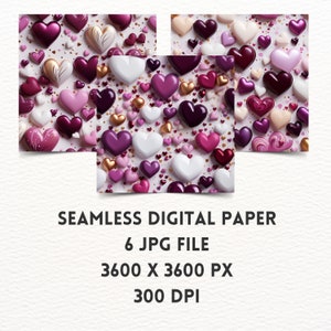 Valentines Day Seamless Digital Papers, Romance Rendezvous, Heart ...