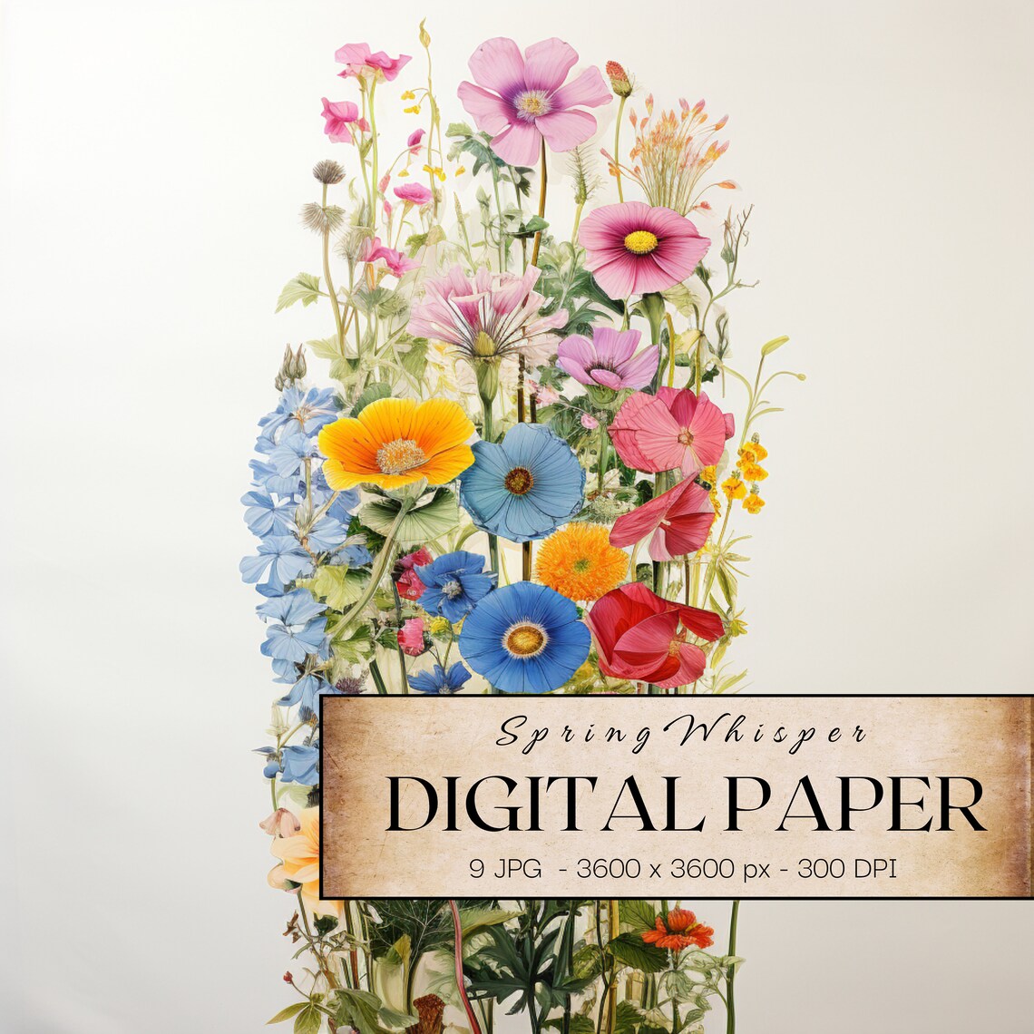 Spring Whisper Flowers Background Digital Papers, Flowers Texture ...