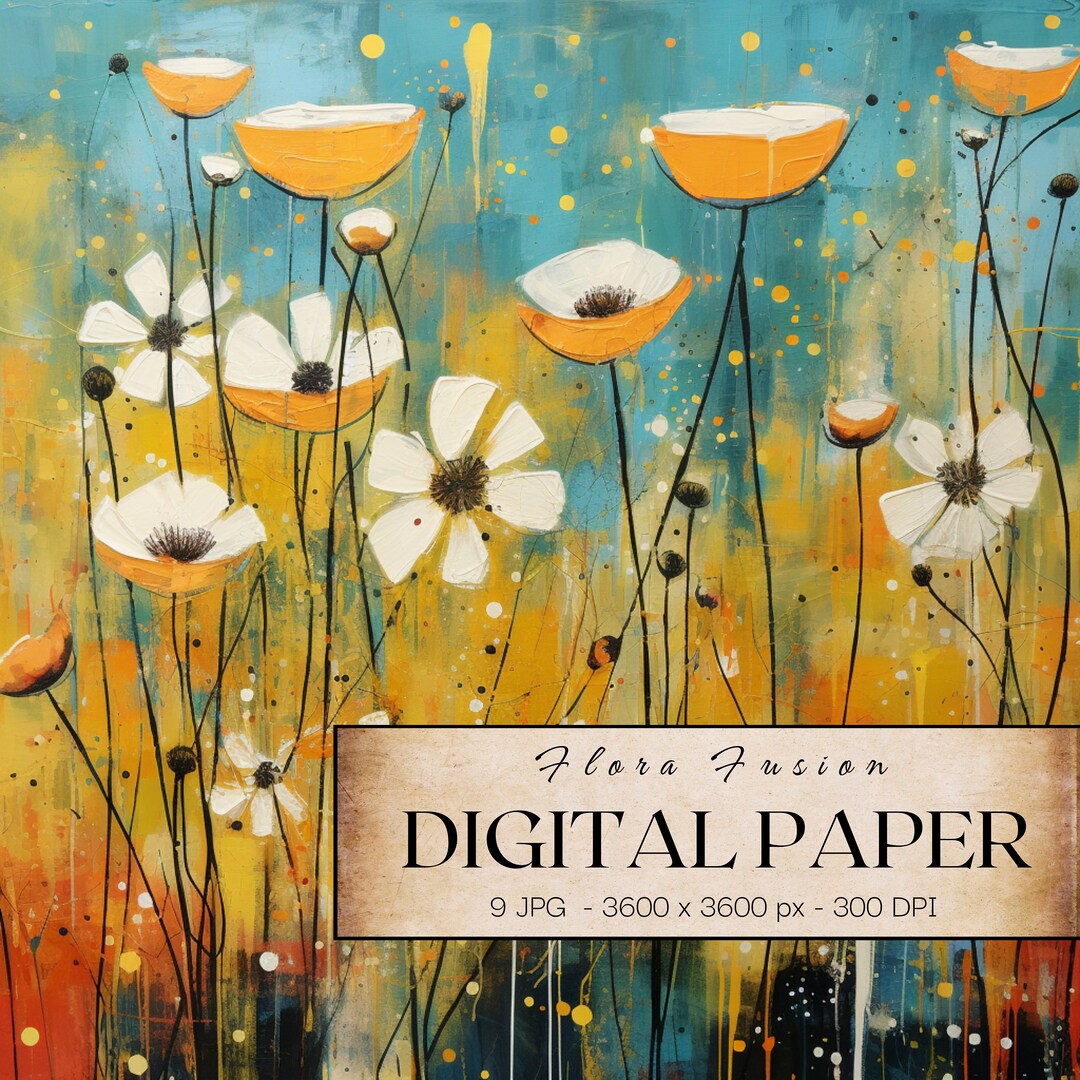 Flora Fusion Flowers Background Digital Papers, Flowers Texture ...