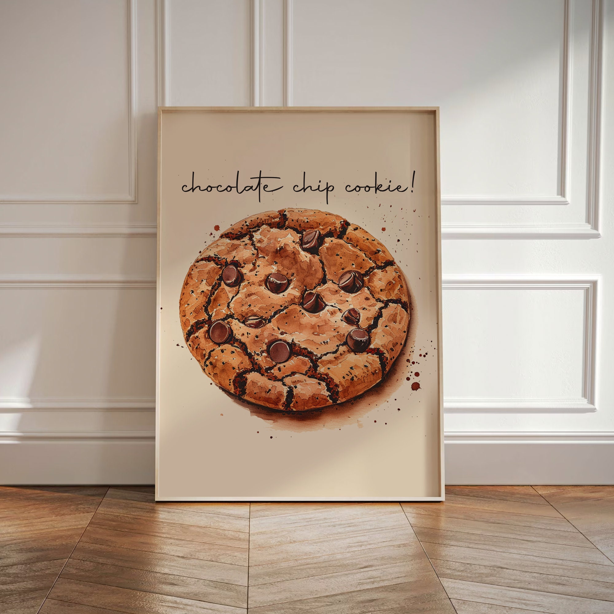 Chocolate Chip Cookie Print, Bakery Digital Poster, Horizontal Food ...