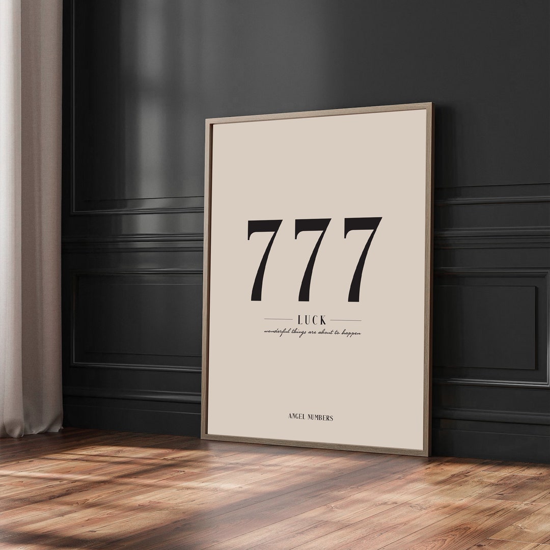 777 Lucky Angel Numbers Print, Angel Number Poster, Feeling Lucky Wall ...