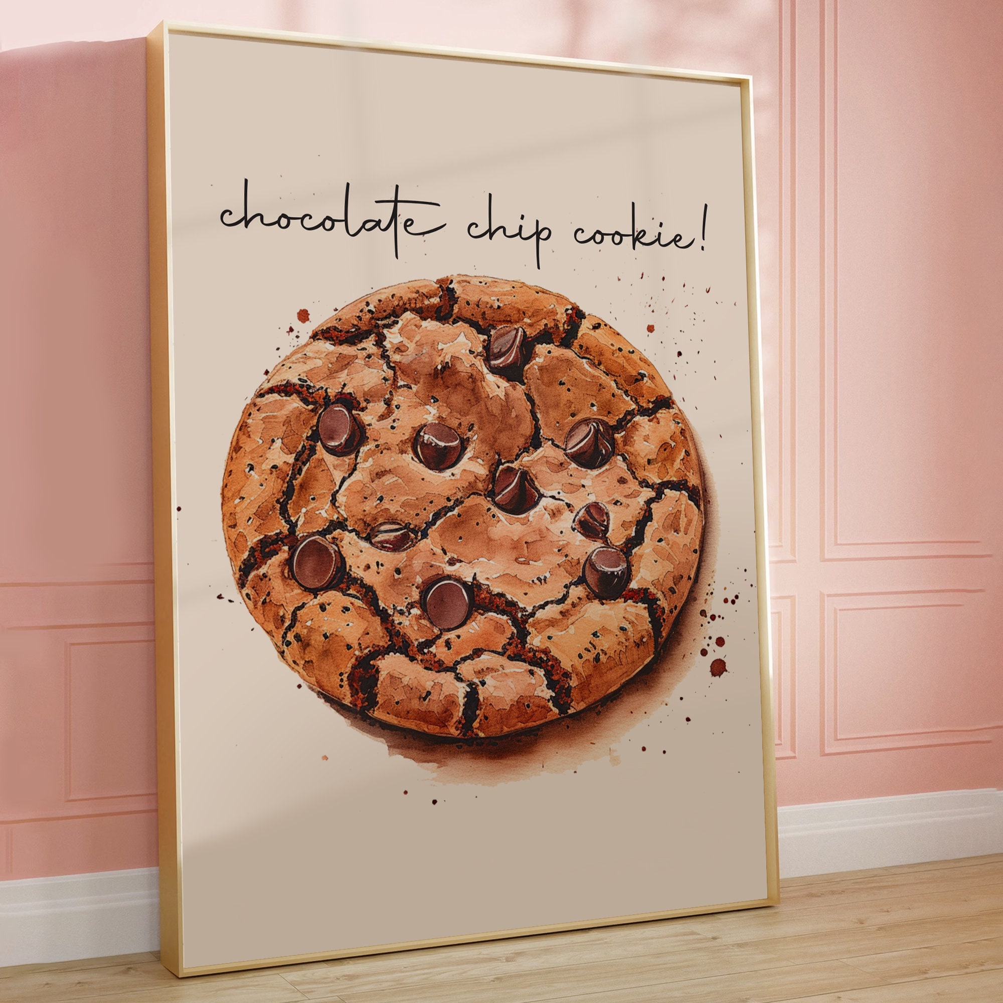Chocolate Chip Cookie Print, Bakery Digital Poster, Horizontal Food ...