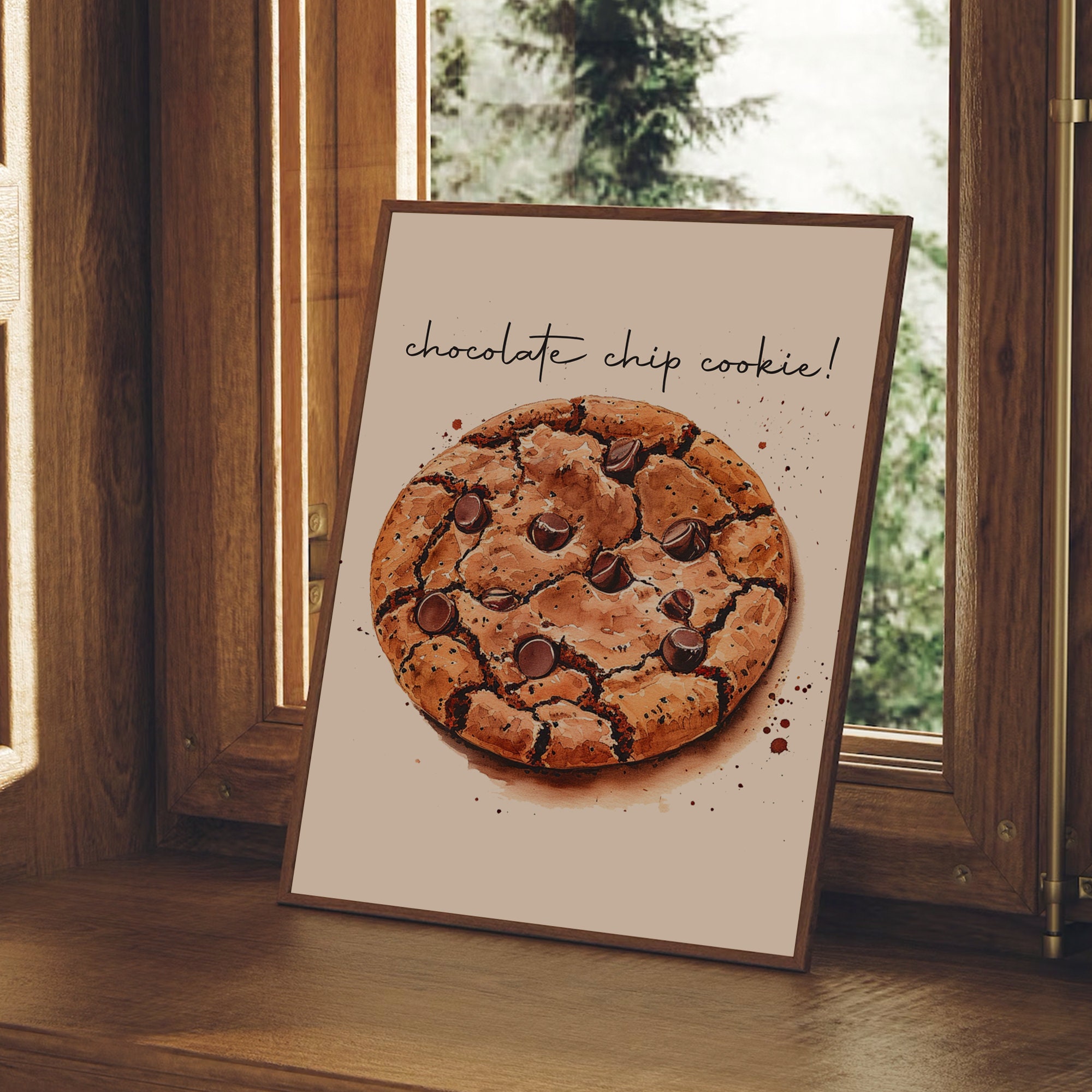 Chocolate Chip Cookie Print, Bakery Digital Poster, Horizontal Food ...